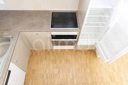 Domestic Kitchen at Home From Above in Switzerland. stock image - alimdi